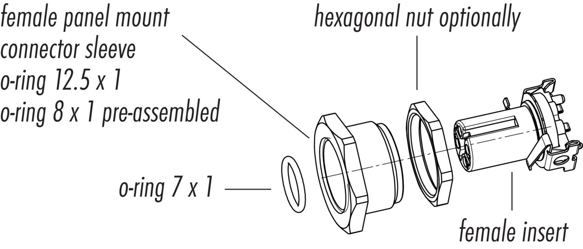99 3442 352 05 | binder M12 Female panel mount connector, Contacts: 5 ...